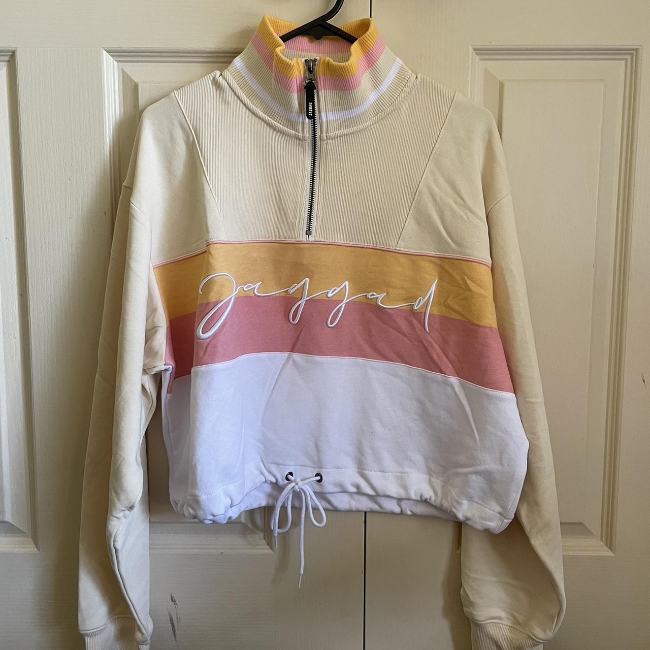 Jaggad Calabasas crop zip neck sweater/jumper Size... - Depop