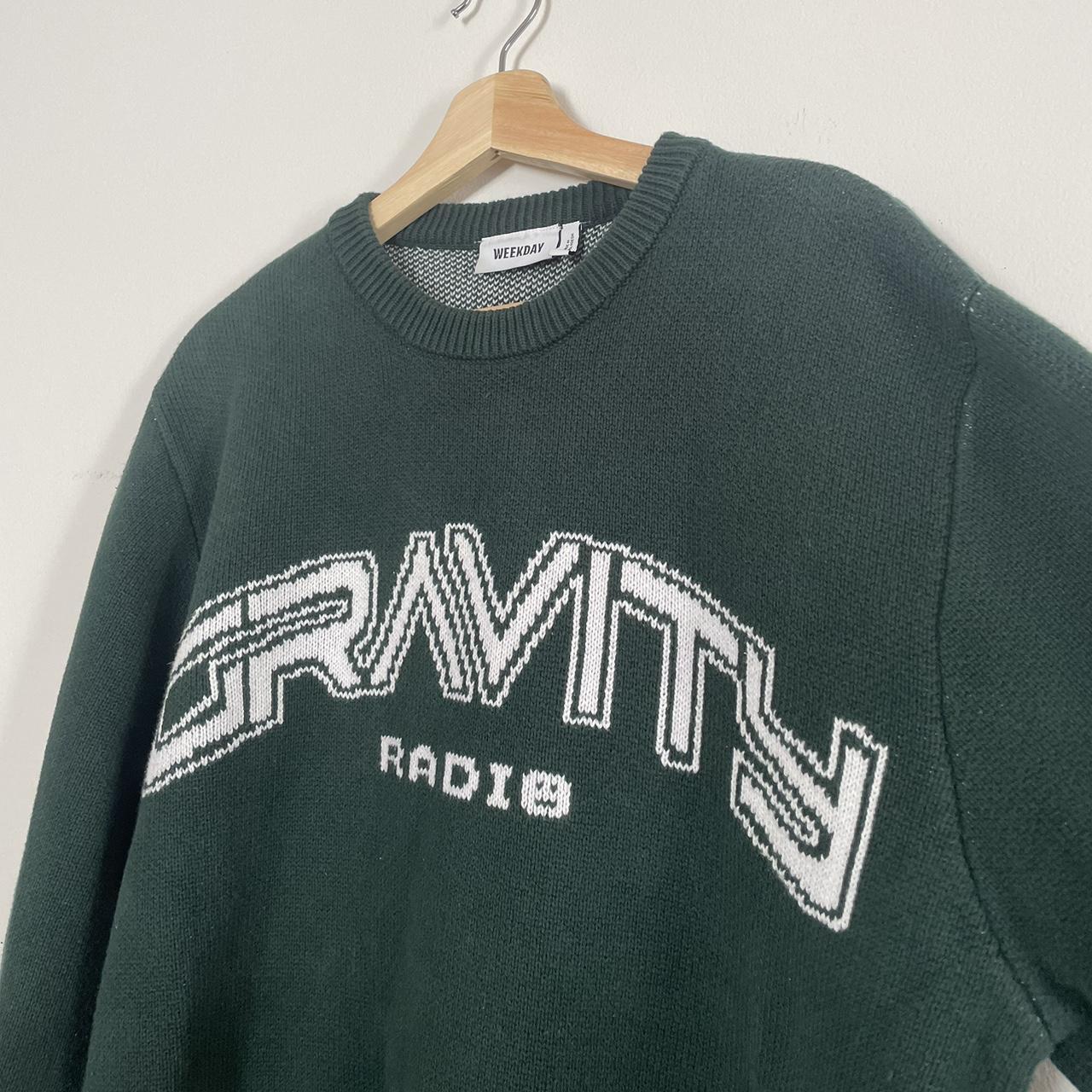 Weekday M heavy weight pullover jumper green knit - Depop