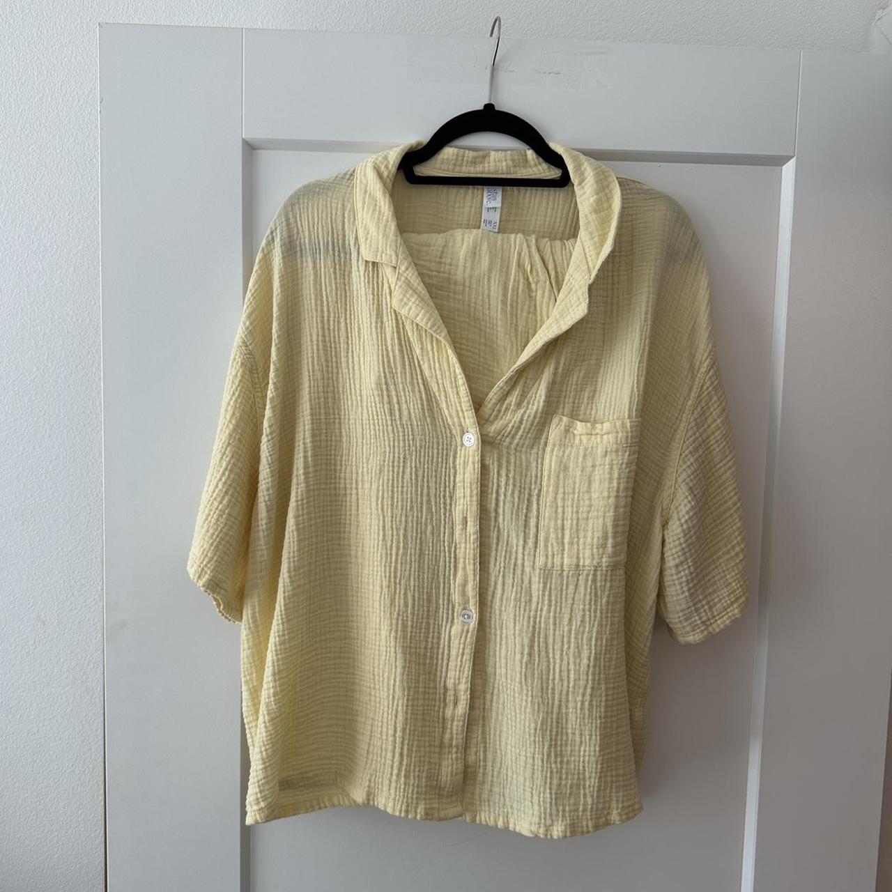 Stars Above Women's Yellow and Cream Top | Depop