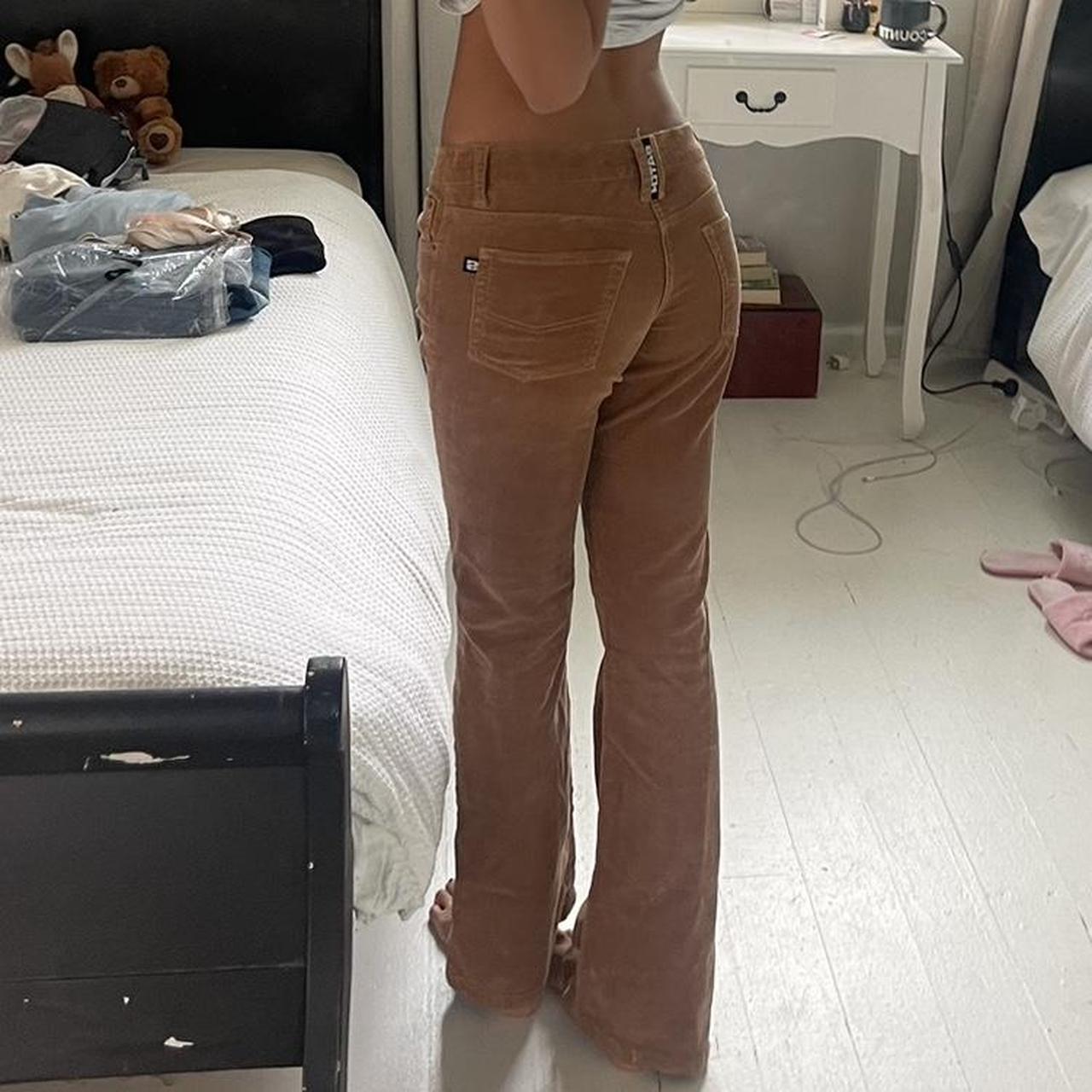 Vintage low rise flare brown pants - Depop