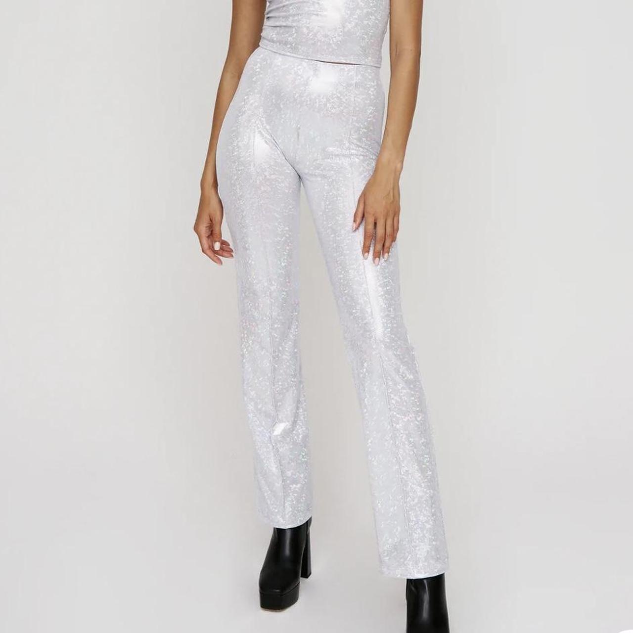 Women's Silver and Grey Trousers | Depop