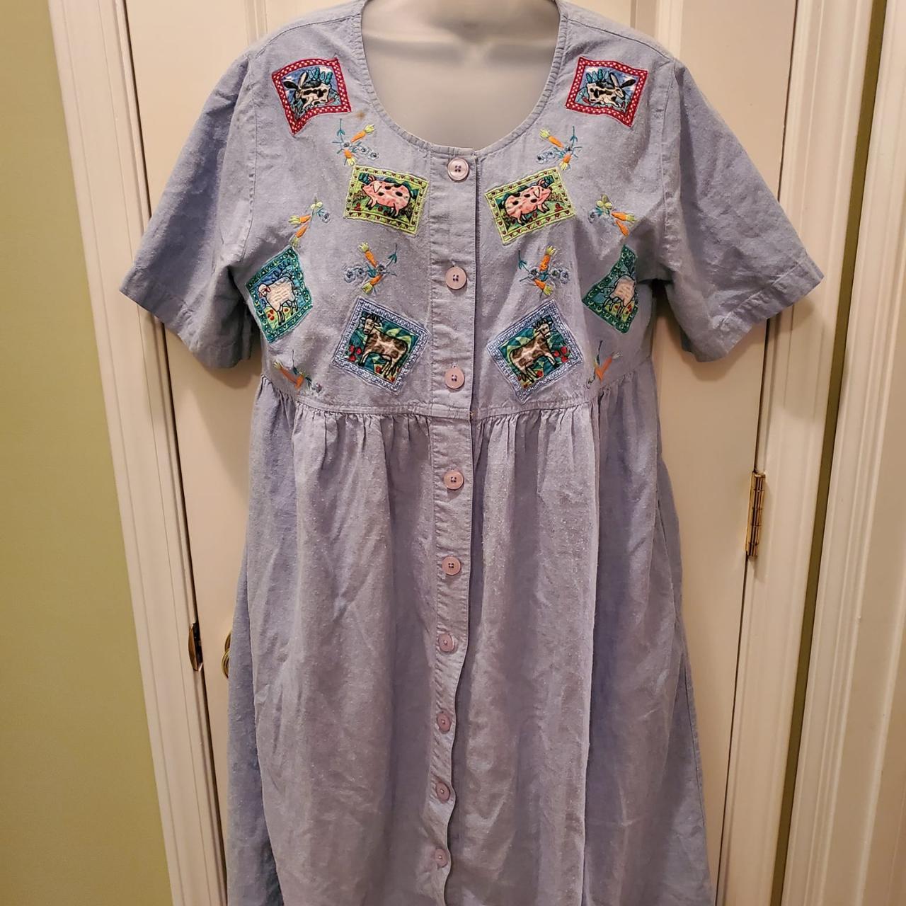 Vintage Cabernet Cottagecore Denim Farm Animals Maxi... - Depop