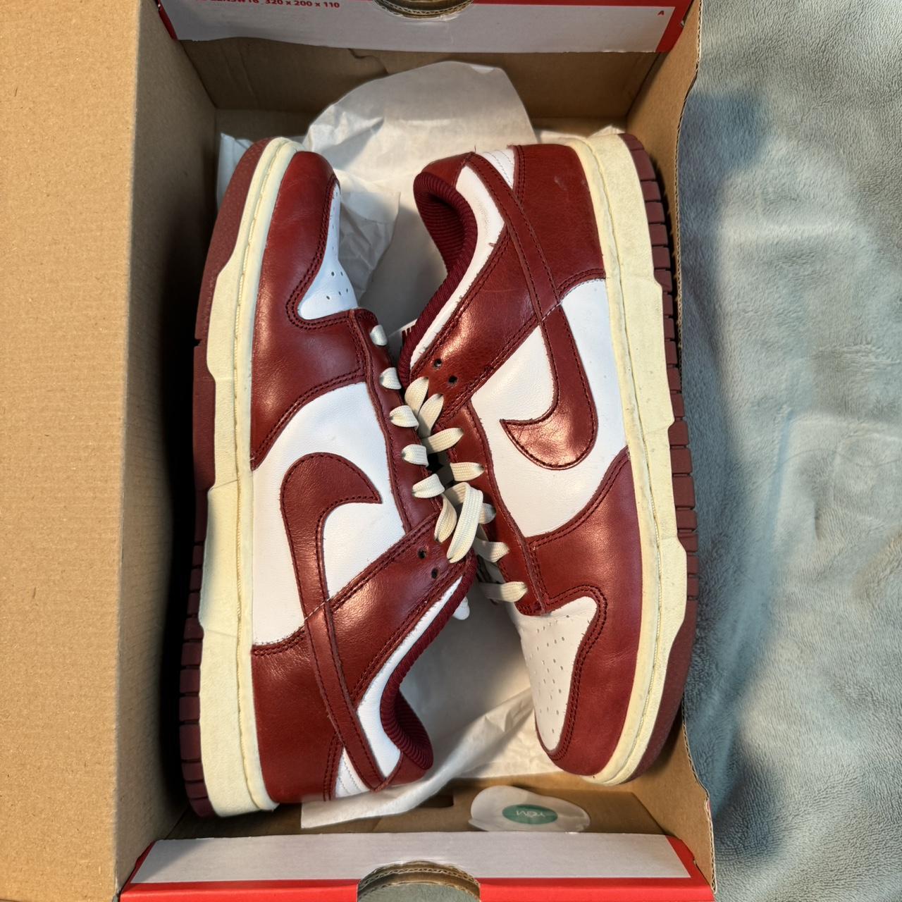 Maroon and white Nike dunks Lightly worn #nike... - Depop