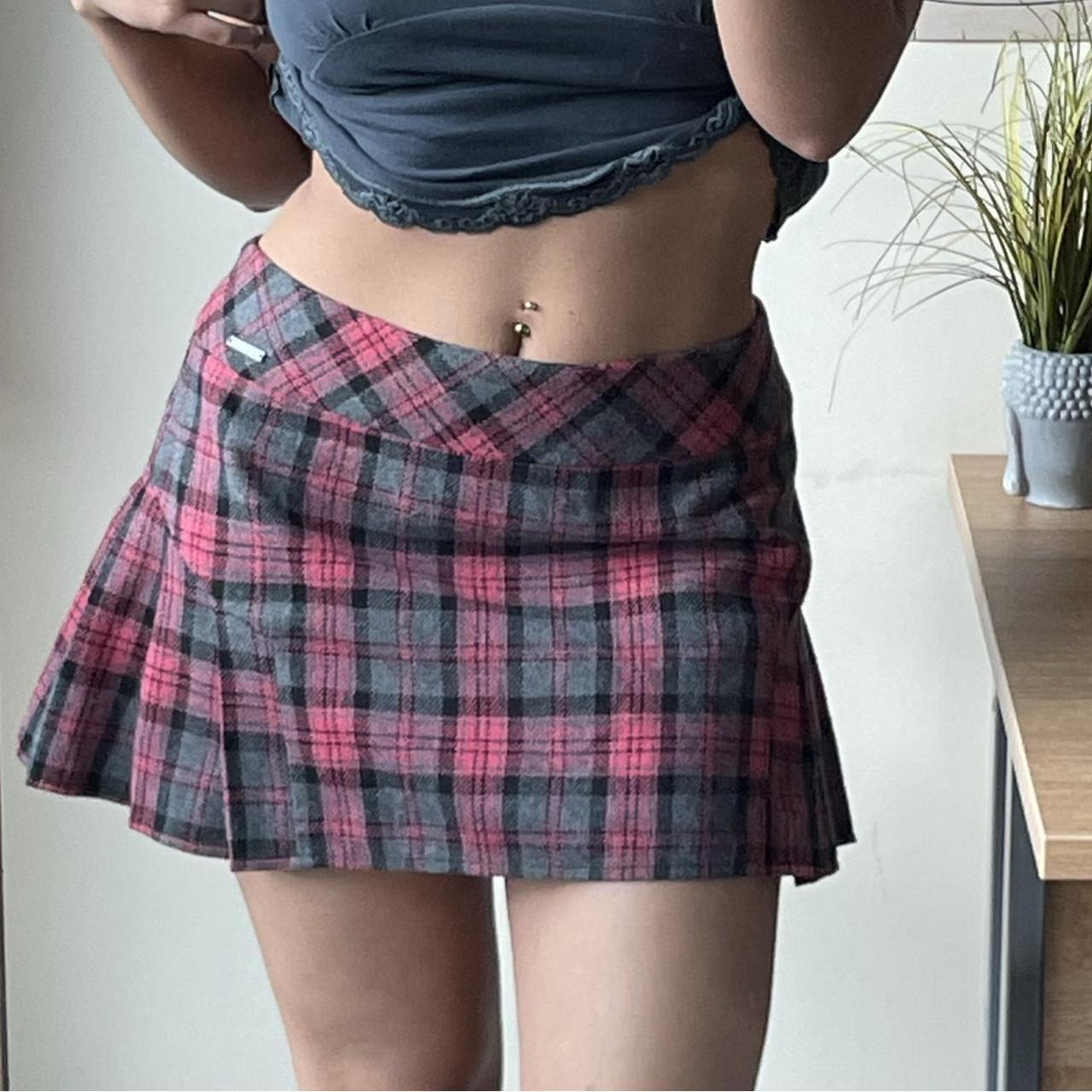 vintage y2k ELLE plaid micro mini skirt original... - Depop