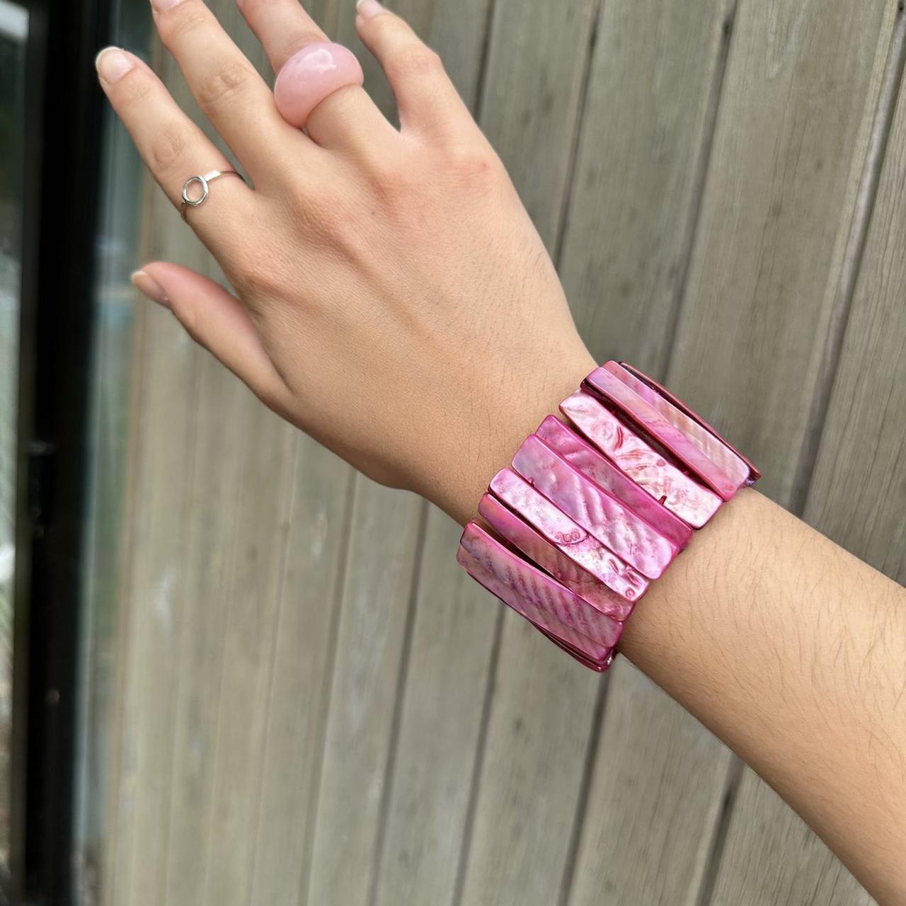 Pink iridescent shell bracelet bangle Gorgeous... - Depop