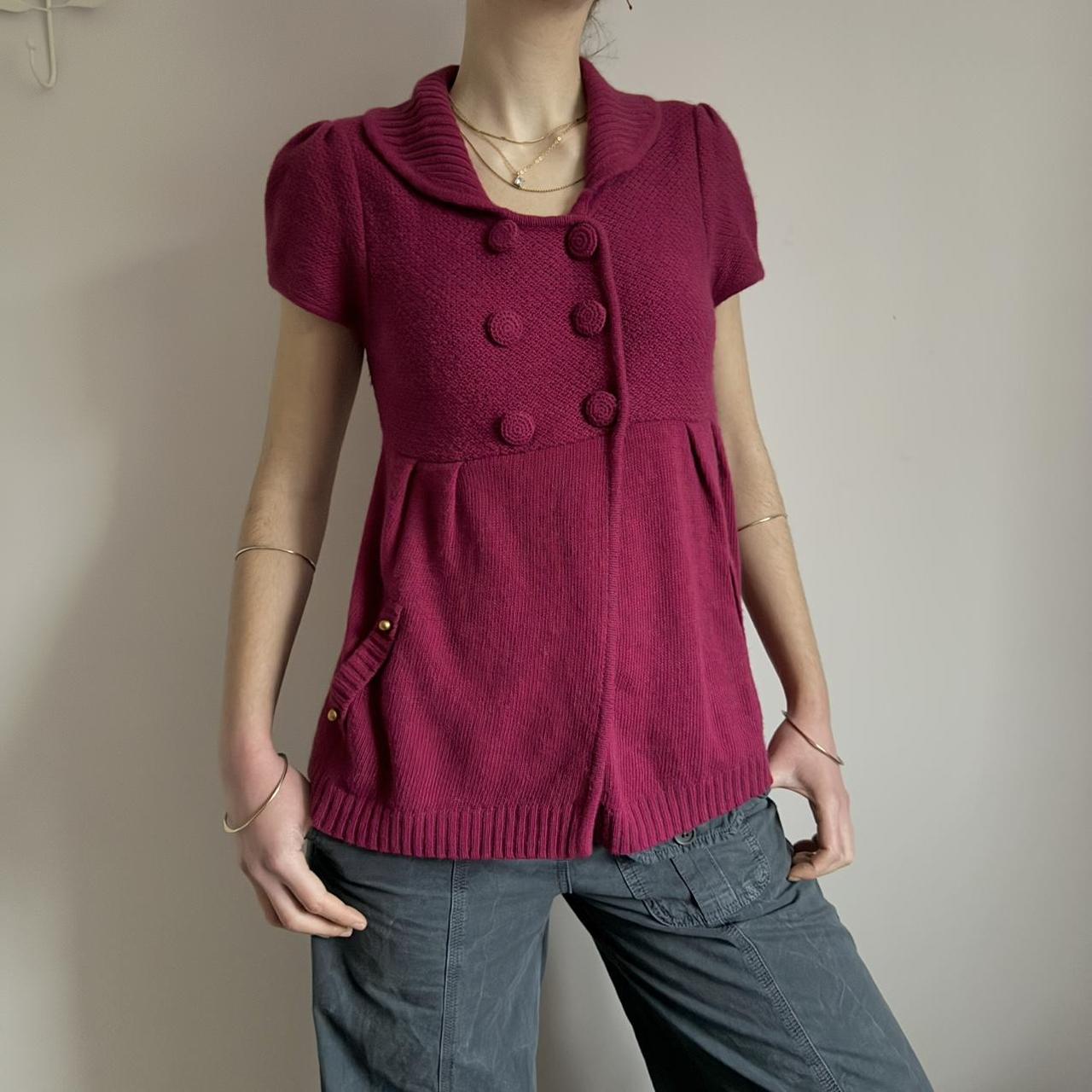 Vintage y2k magenta pink knitted peacoat top Double... | Depop