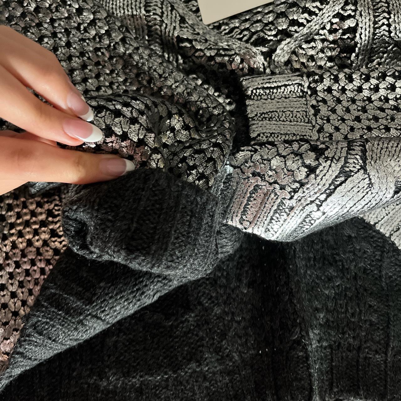 knit, metallic cropped sweater size L but runs... - Depop