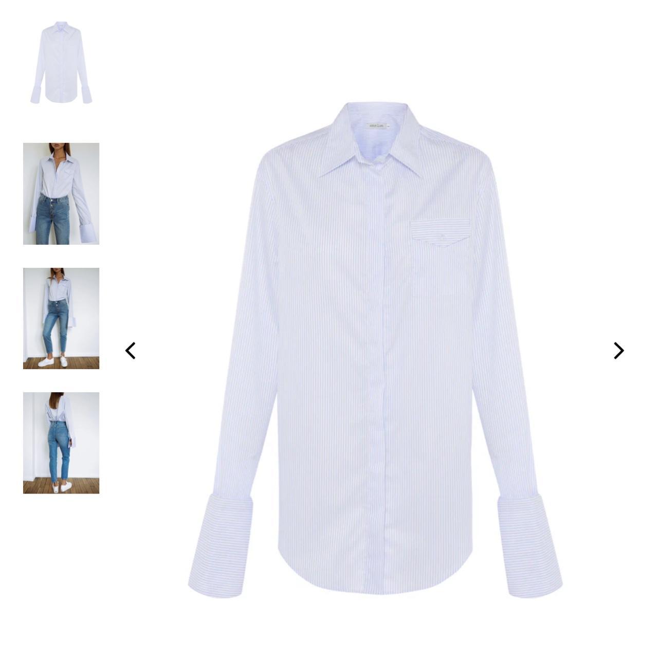 Anna Quan Accent Shirt Blue/White stripe Size AU 4... - Depop