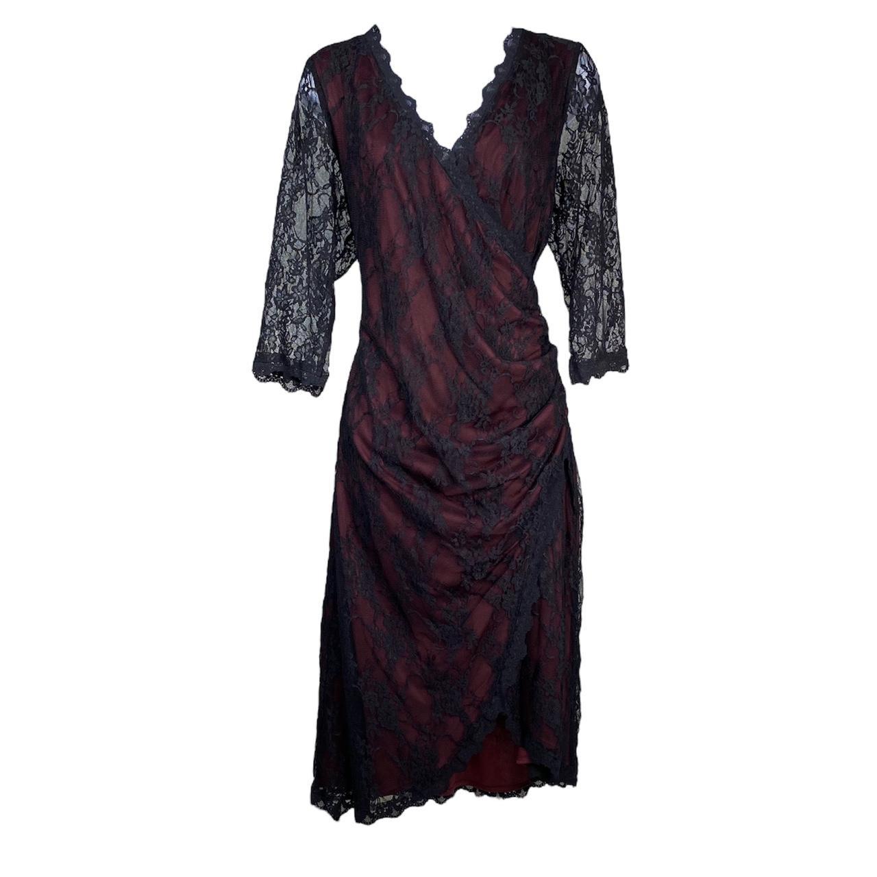 Super cute vintage 90s vampy blood red lace layered... - Depop