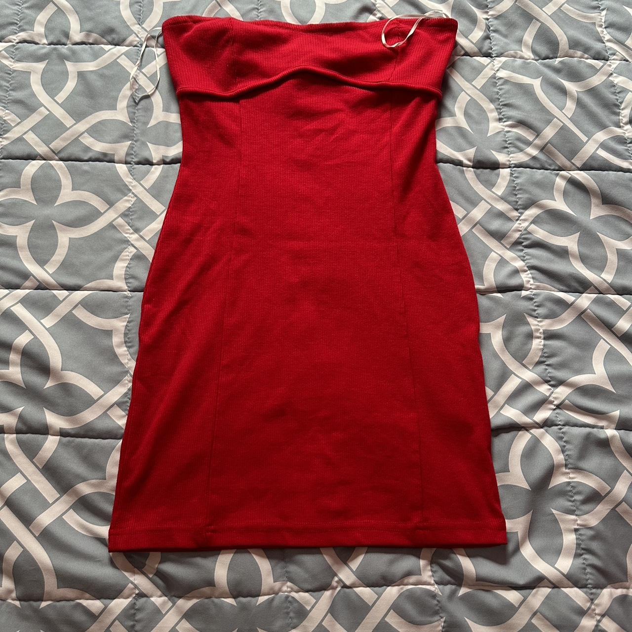 Princess Polly red strapless PP dress size 4 Good... - Depop