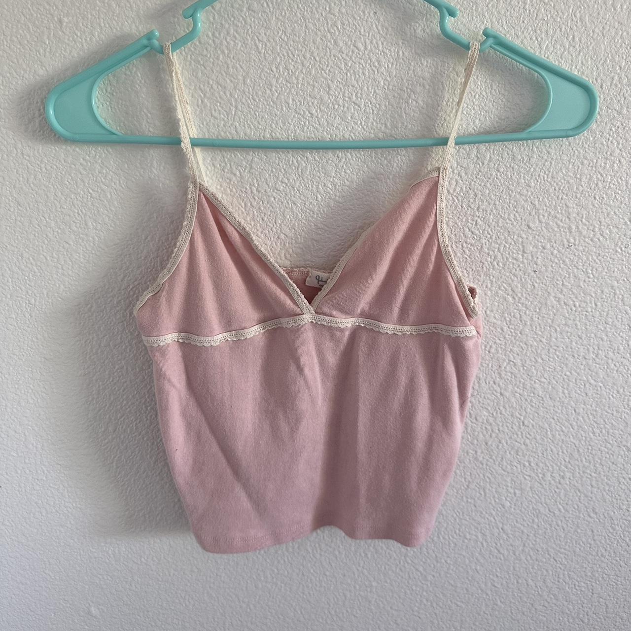 Pink and lace brandy tank top Worn 2 times - Depop