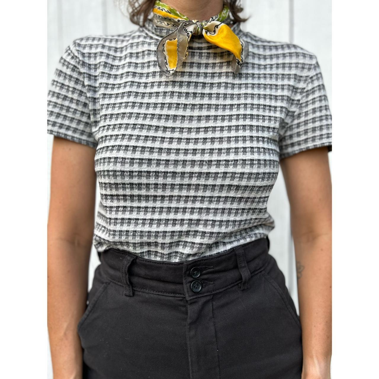 No Boundaries Pixelated Mock Neck Top // 51% Cotton... - Depop