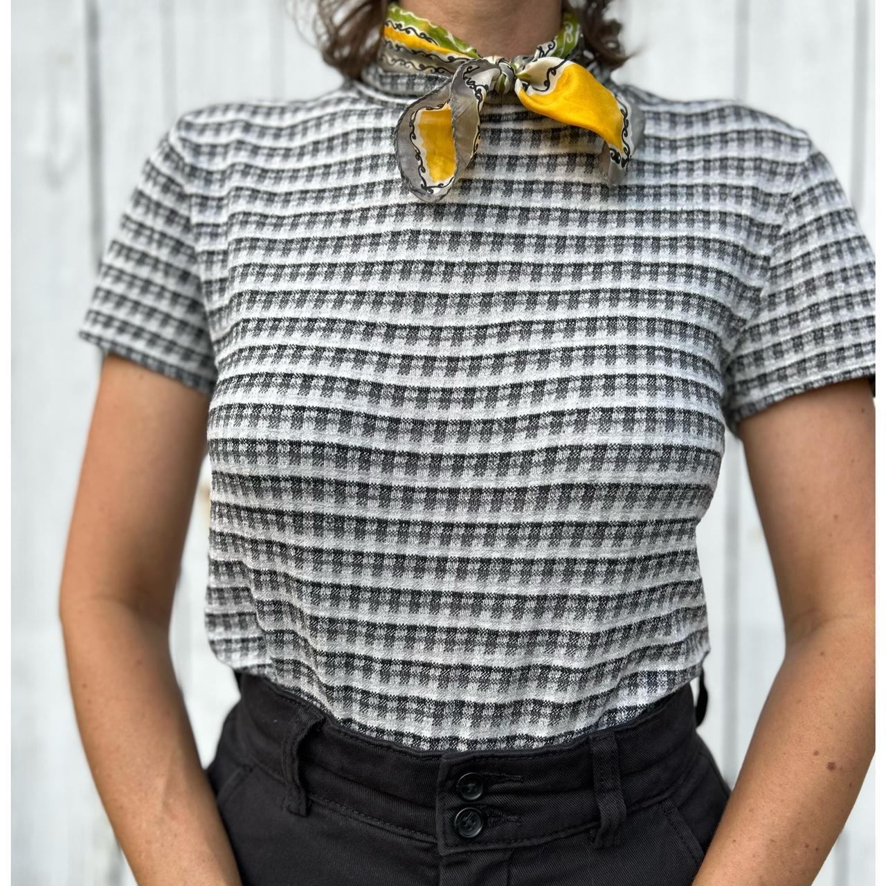 No Boundaries Pixelated Mock Neck Top // 51% Cotton... - Depop