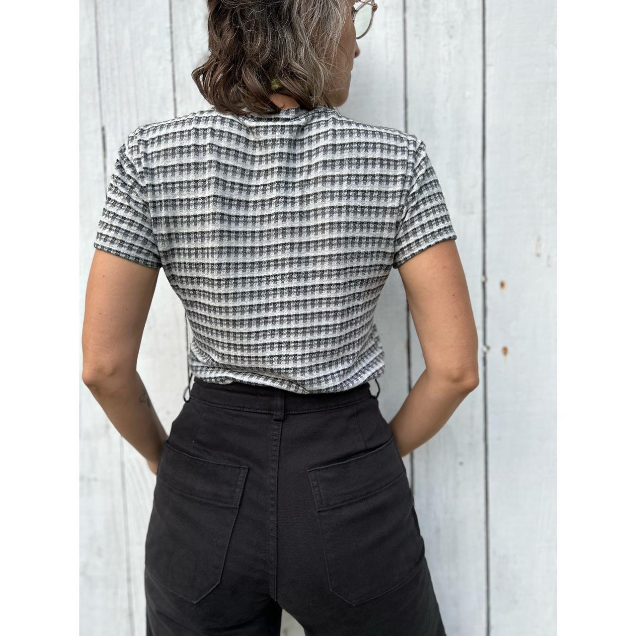 No Boundaries Pixelated Mock Neck Top // 51% Cotton... - Depop