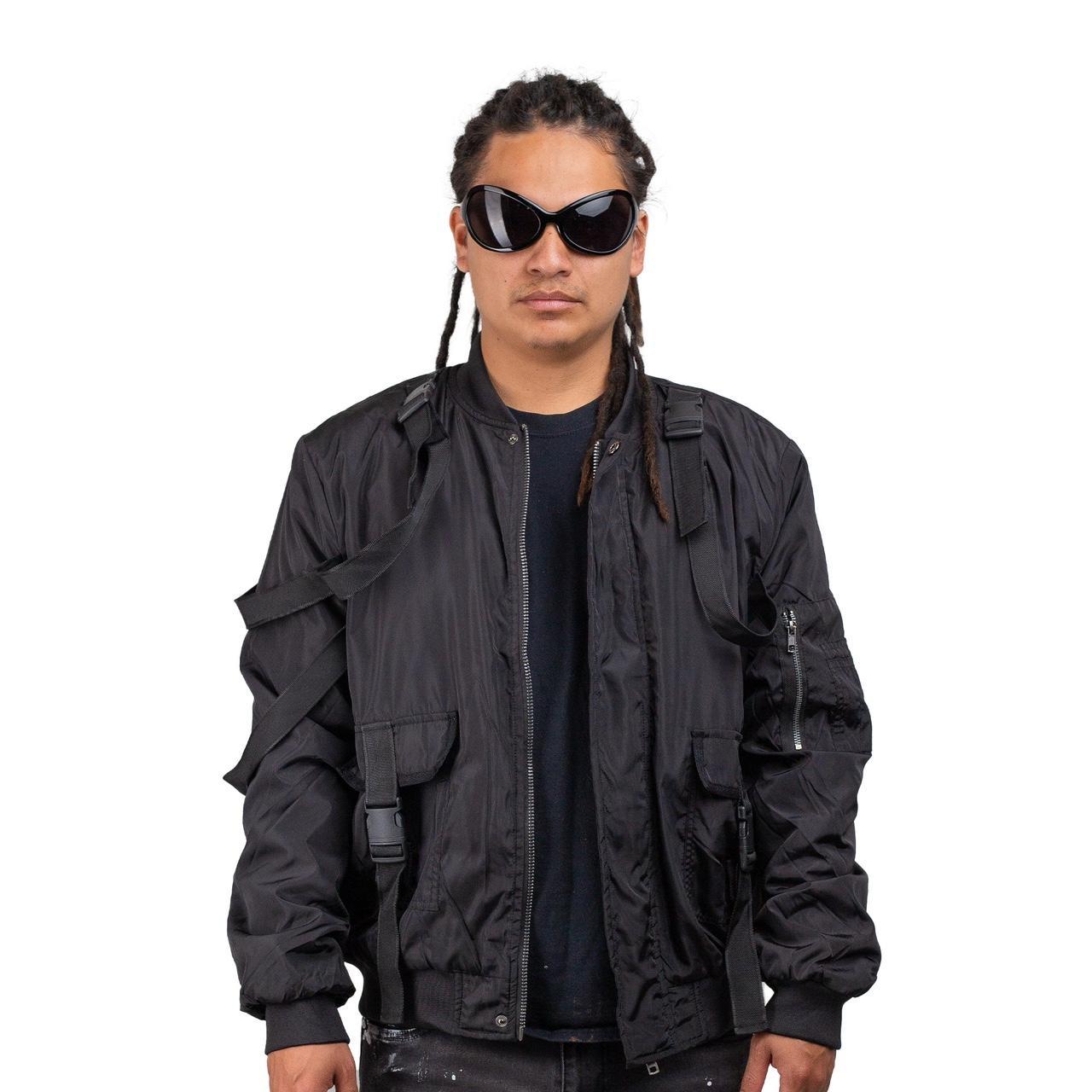 Men’s tactical / techwear strap jacket Black... - Depop