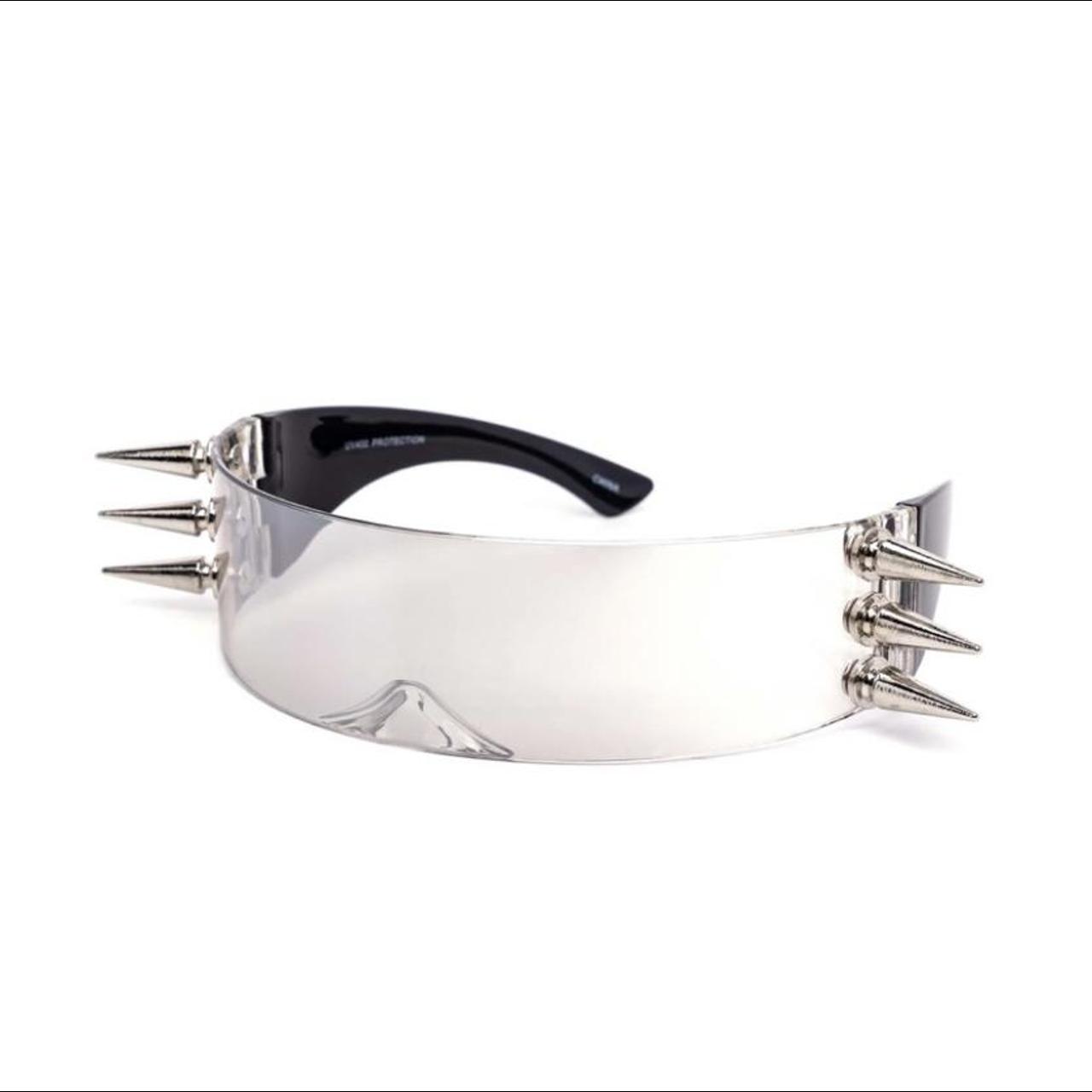 Cyberpunk Spiked Visor Sunglasses Techno rave... - Depop