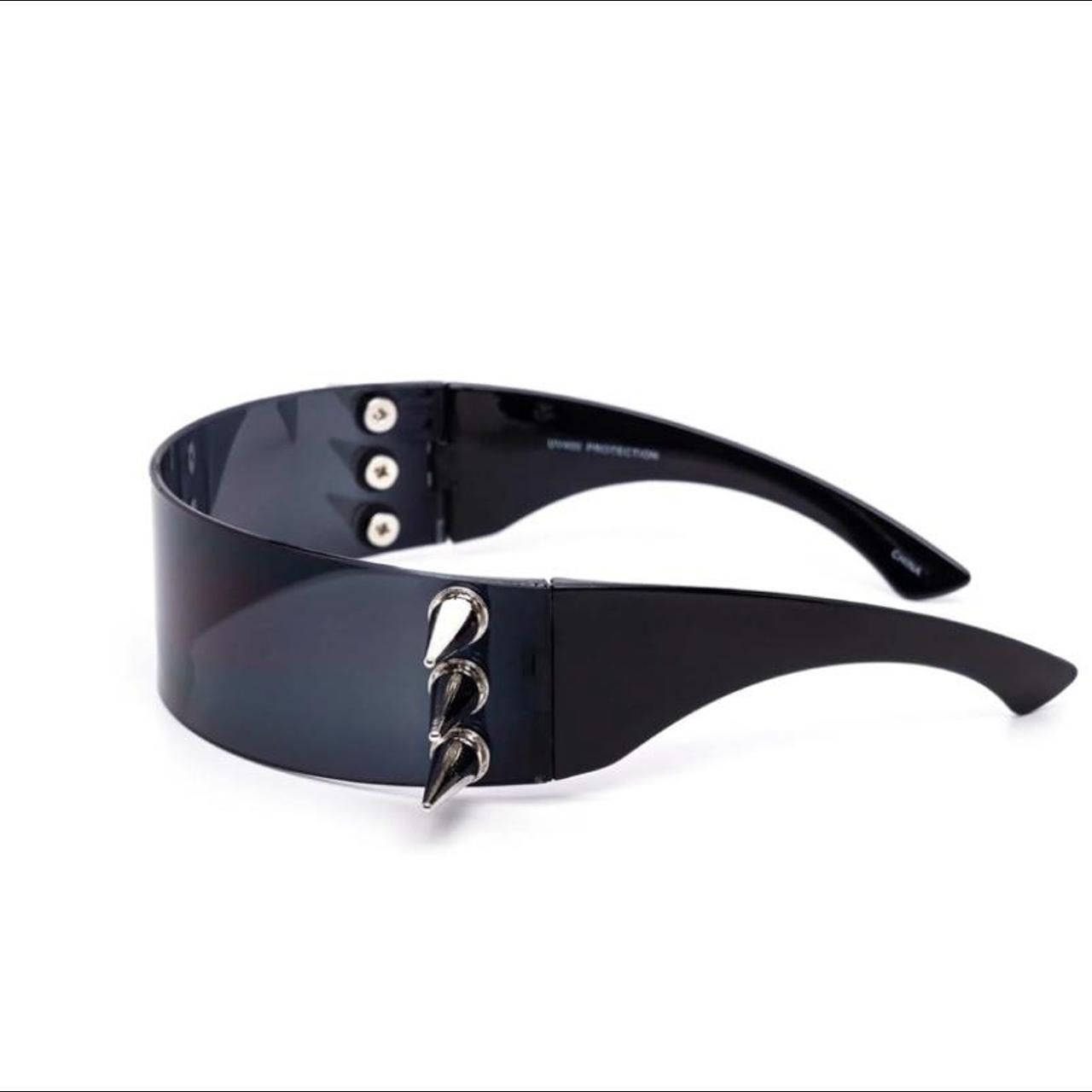 Cyberpunk Spiked Visor Sunglasses Techno rave... - Depop