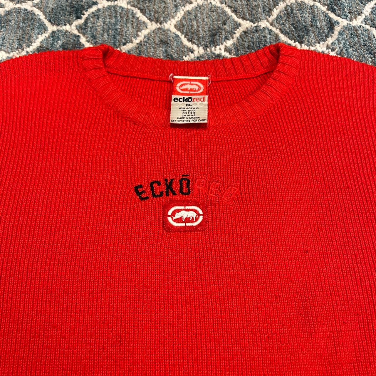 Y2K Ecko Red sweater Condition 8/10 some wear Size... - Depop