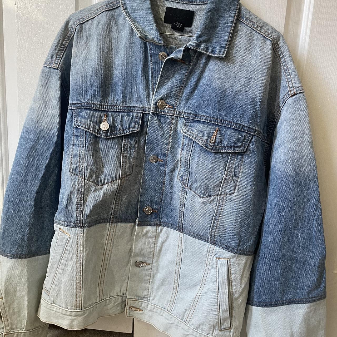 two toned denim jacket - Depop