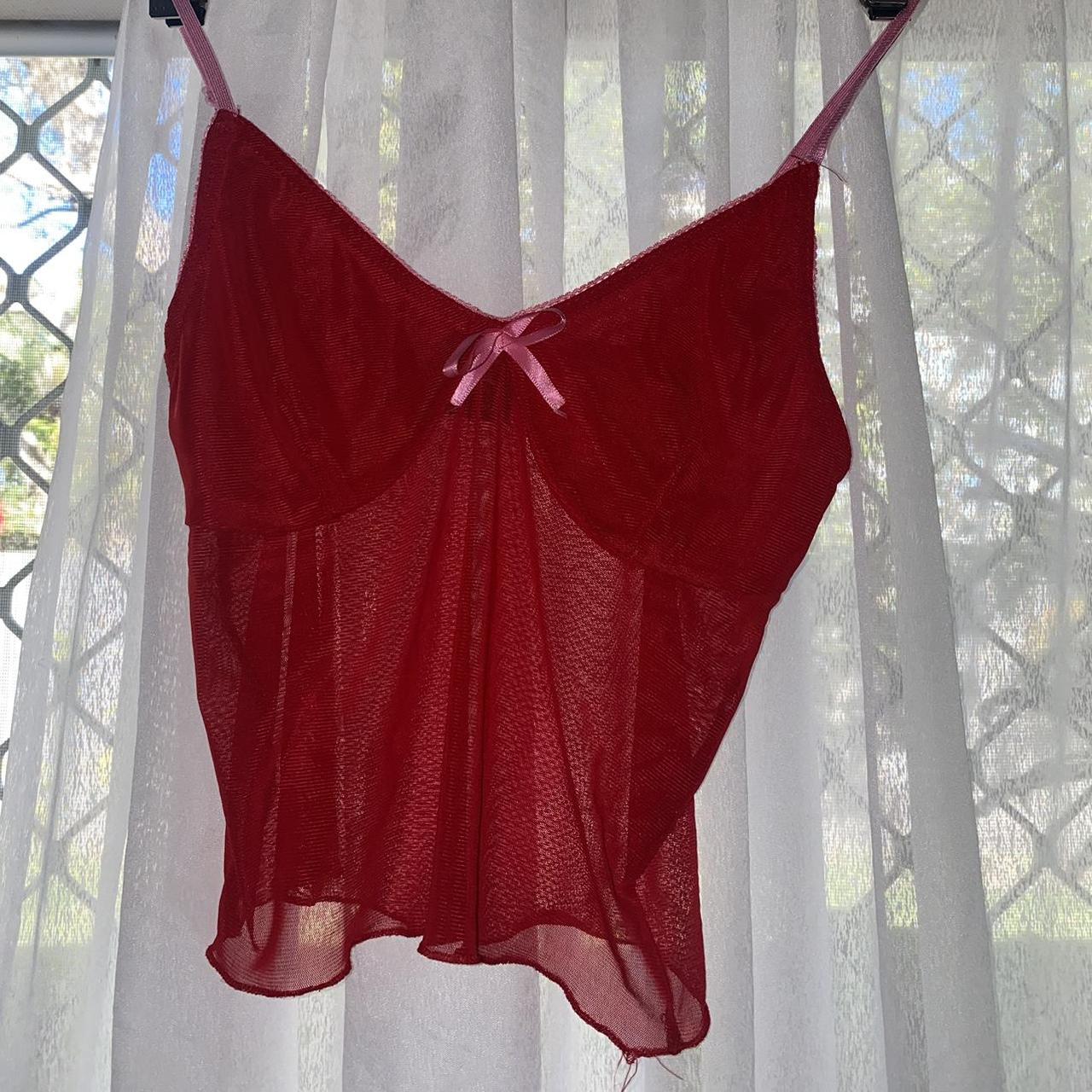 cheep store red mesh singlet :) best fit sizes... - Depop