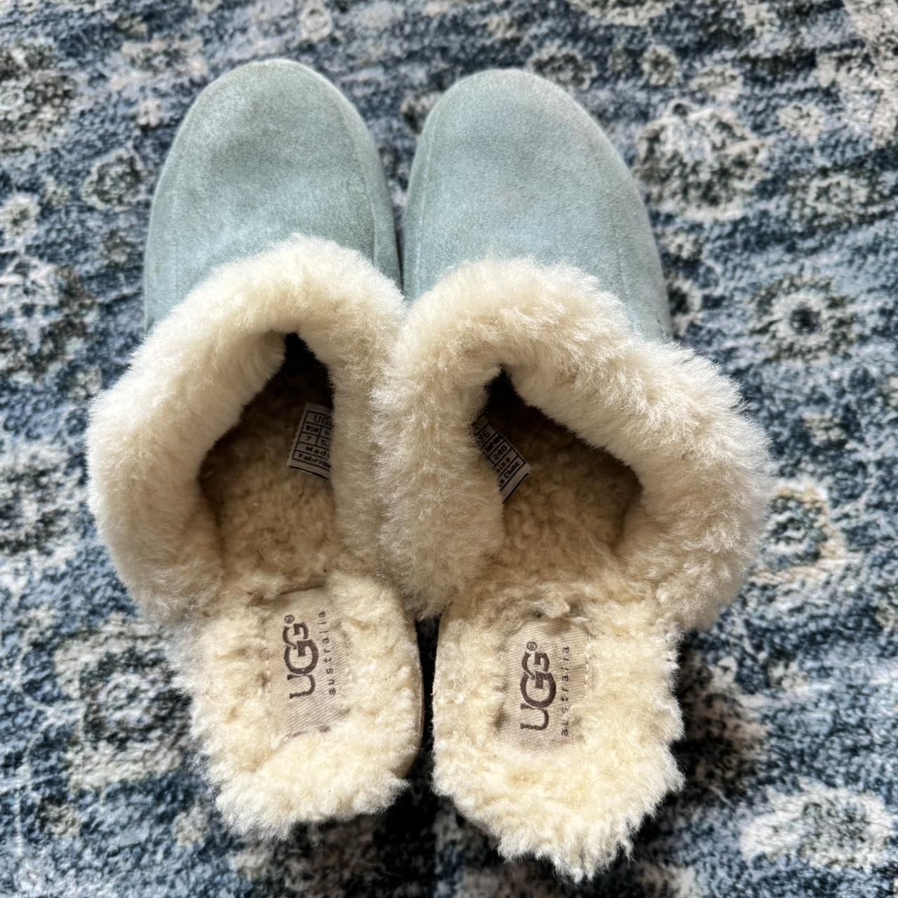 adorable ugg kaylee clog light blue suede mini... | Depop