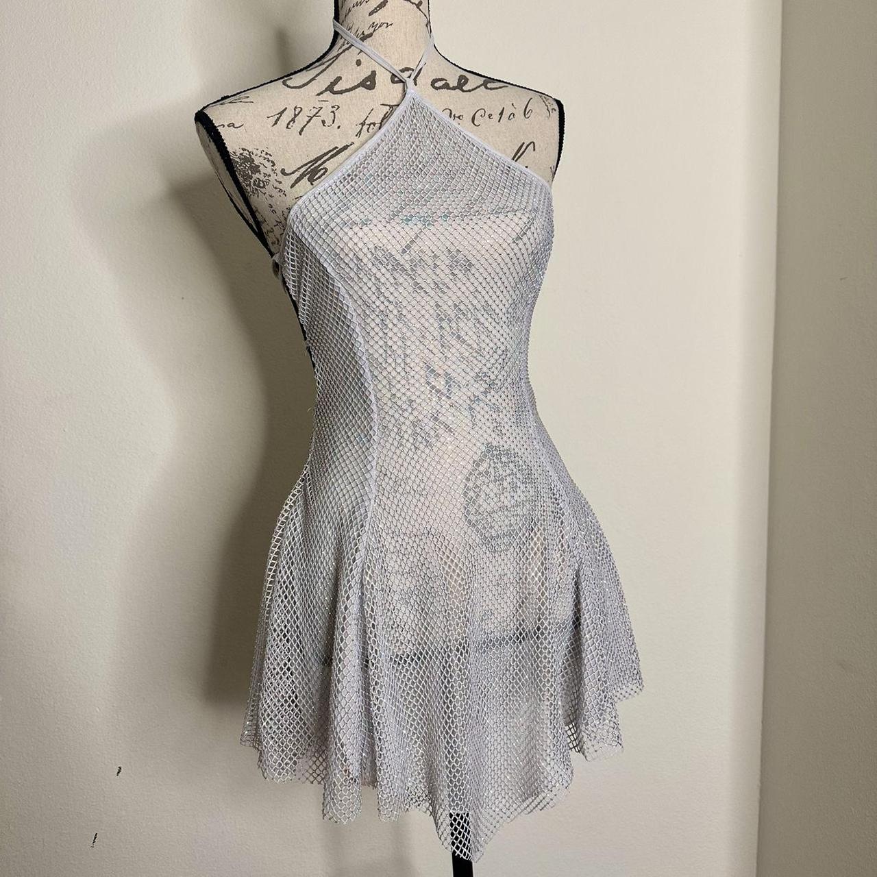 Gorgeous silver rhinestone fishnet mesh dress! so... | Depop