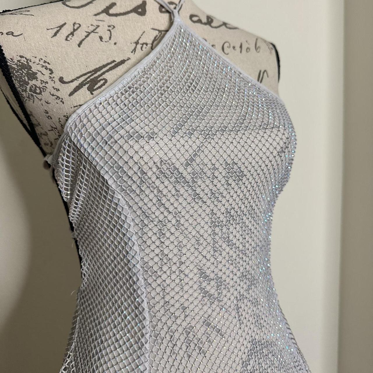 Gorgeous silver rhinestone fishnet mesh dress! so... | Depop