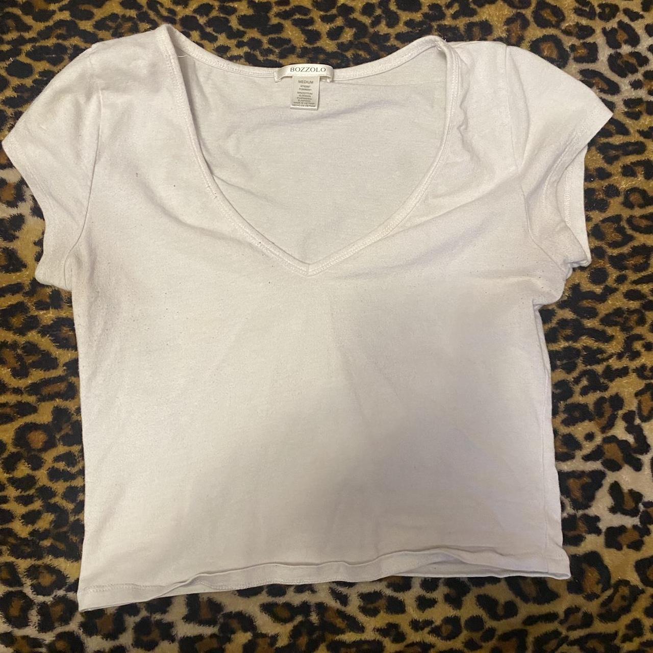Bozzolo White V Line Crop Top Size - M ... - Depop