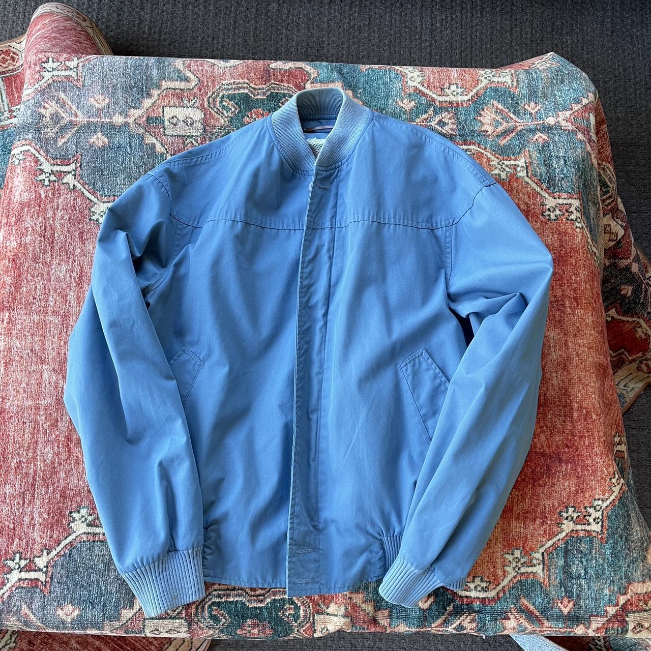 Vintage 80s light blue bomber jacket Size medium... - Depop