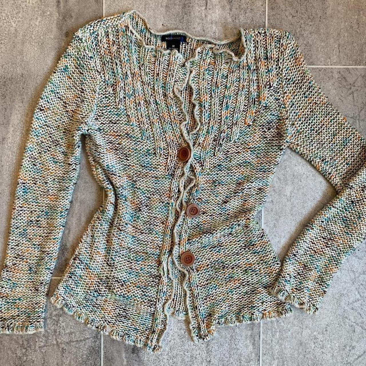 🖤 BCBG Maxazria button up sweater🖤 Oversized wood... - Depop