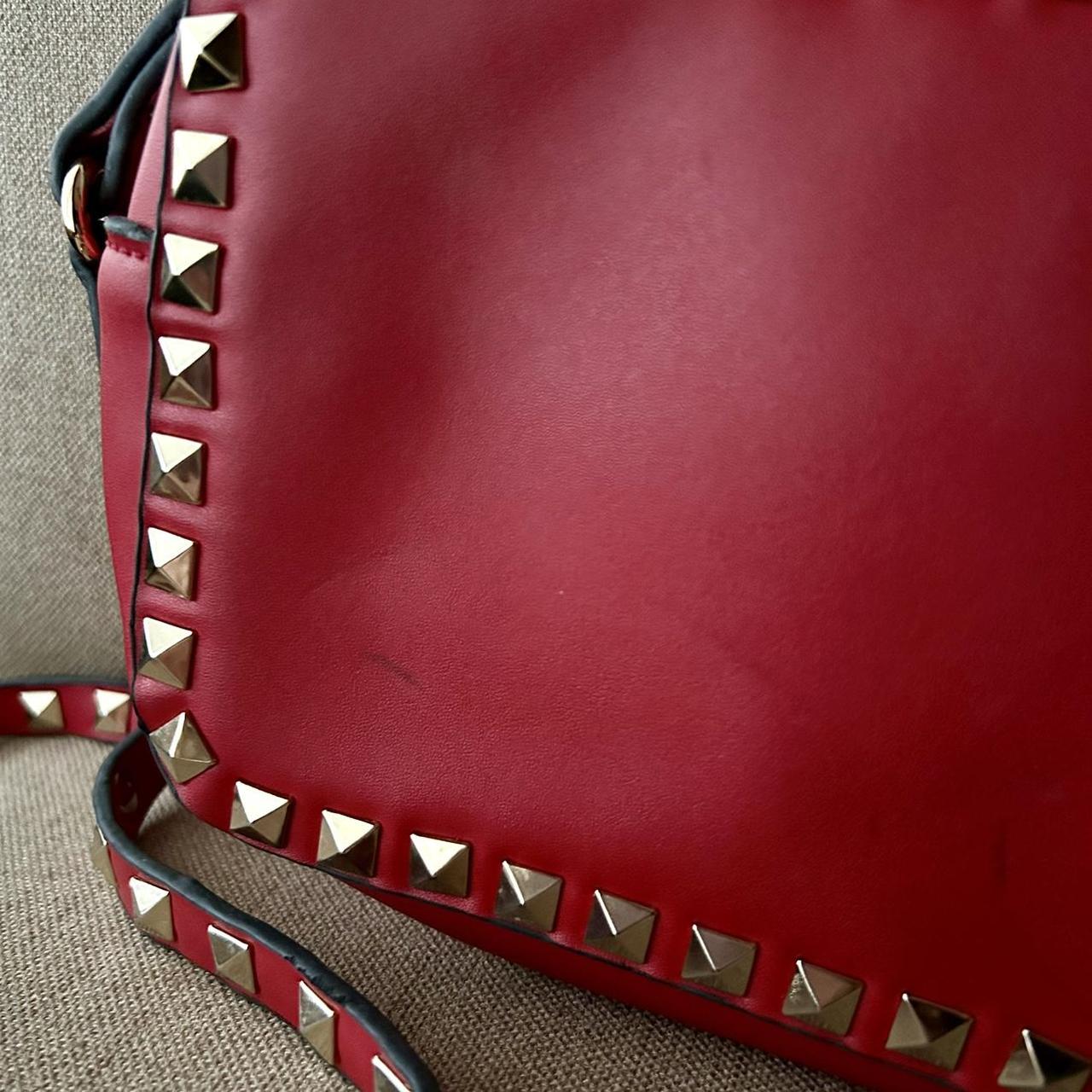 ⭐️ INZI Red Studded Gold Accent Crossbody Bag PLEASE... | Depop