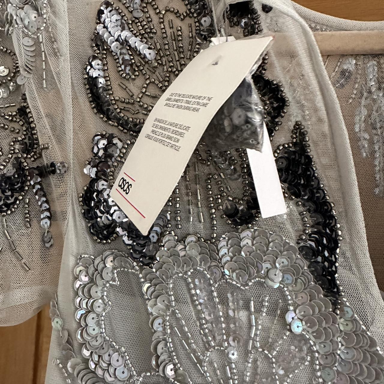 ASOS grey heavily embellished maxi dress/gown. Brand... - Depop