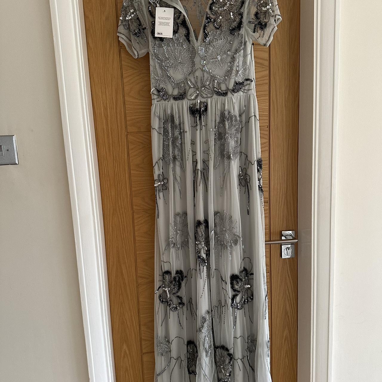ASOS grey heavily embellished maxi dress/gown. Brand... - Depop