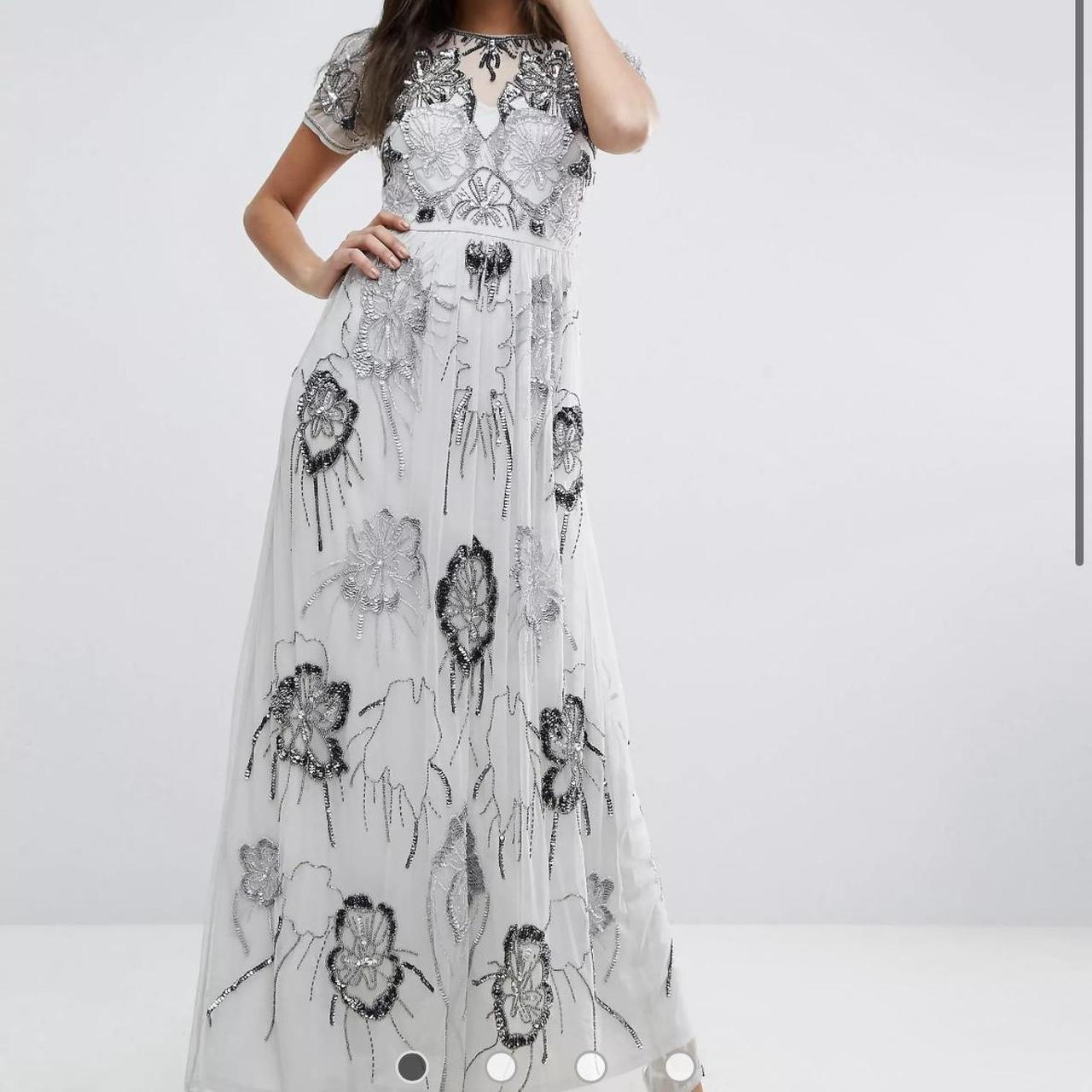 ASOS grey heavily embellished maxi dress/gown. Brand... - Depop