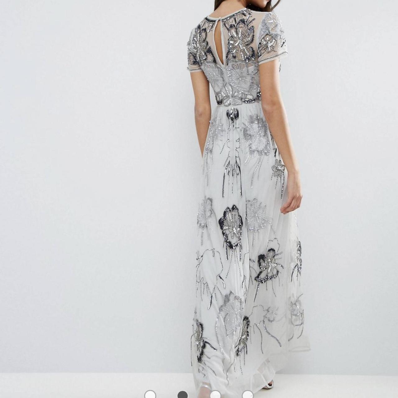 ASOS grey heavily embellished maxi dress/gown. Brand... - Depop