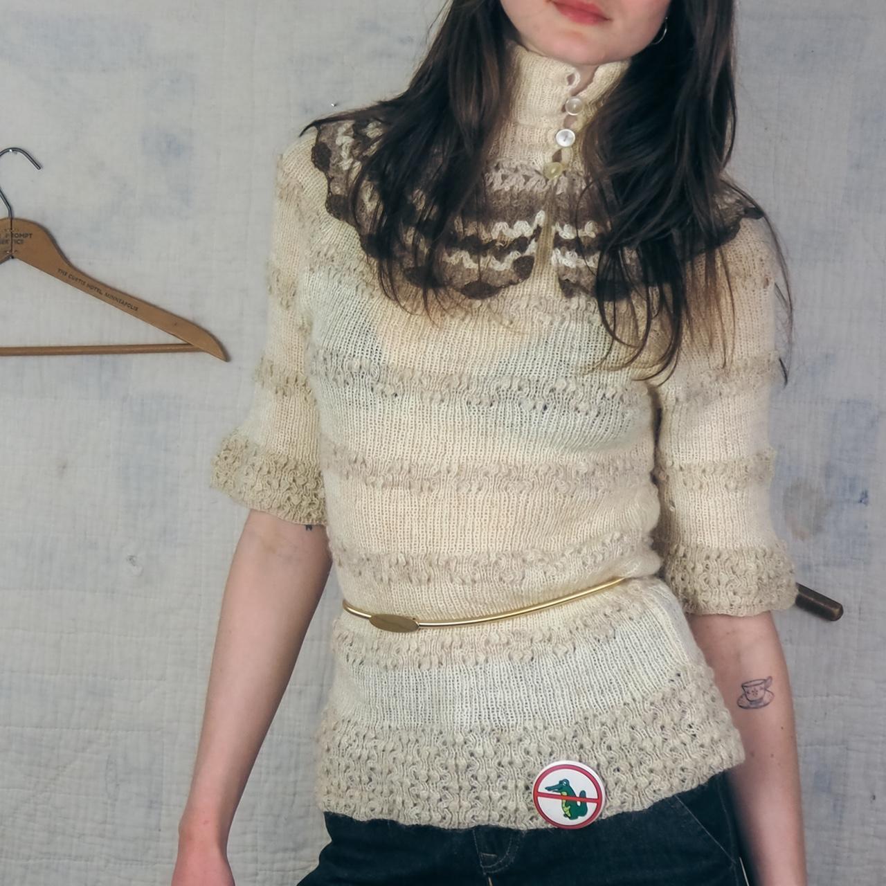 1950s French Wool Sweater and Collar Set - a high... - Depop