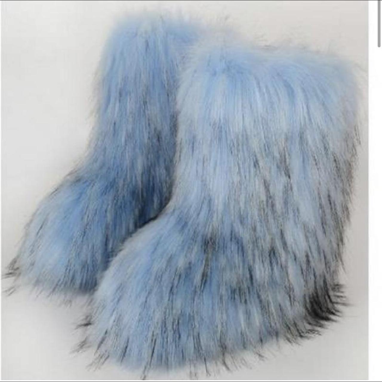 Baby Blue Furry Boots Fuzzy winter boots Brand... - Depop