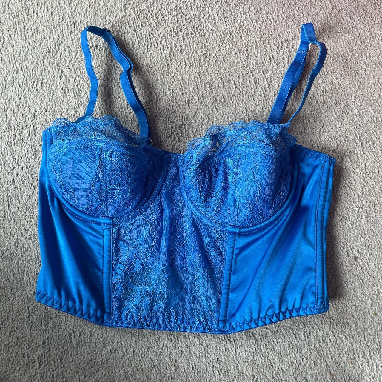 Primark blue corset top, worn once great condition,... - Depop
