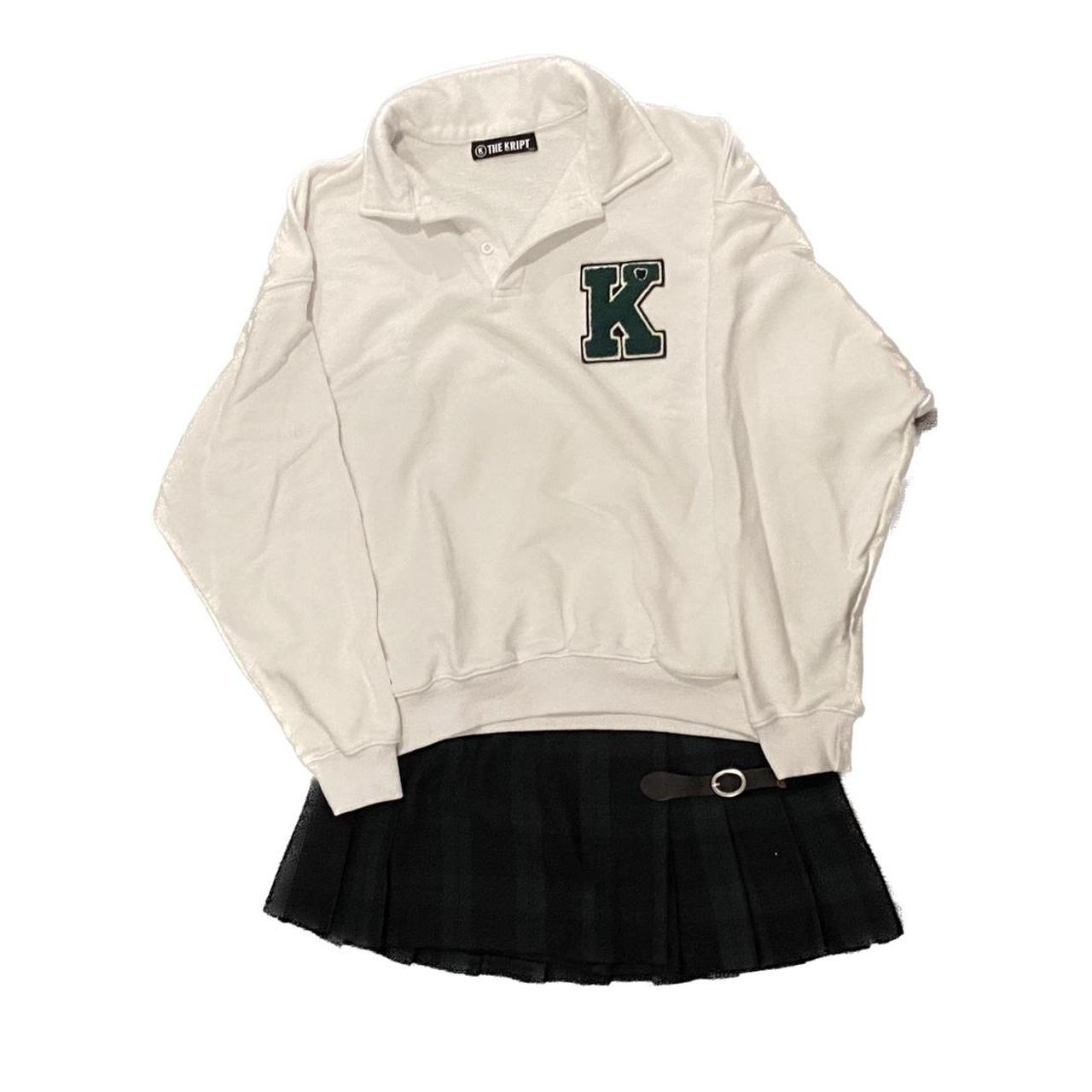 The Kript Women's White and Green Sweatshirt | Depop