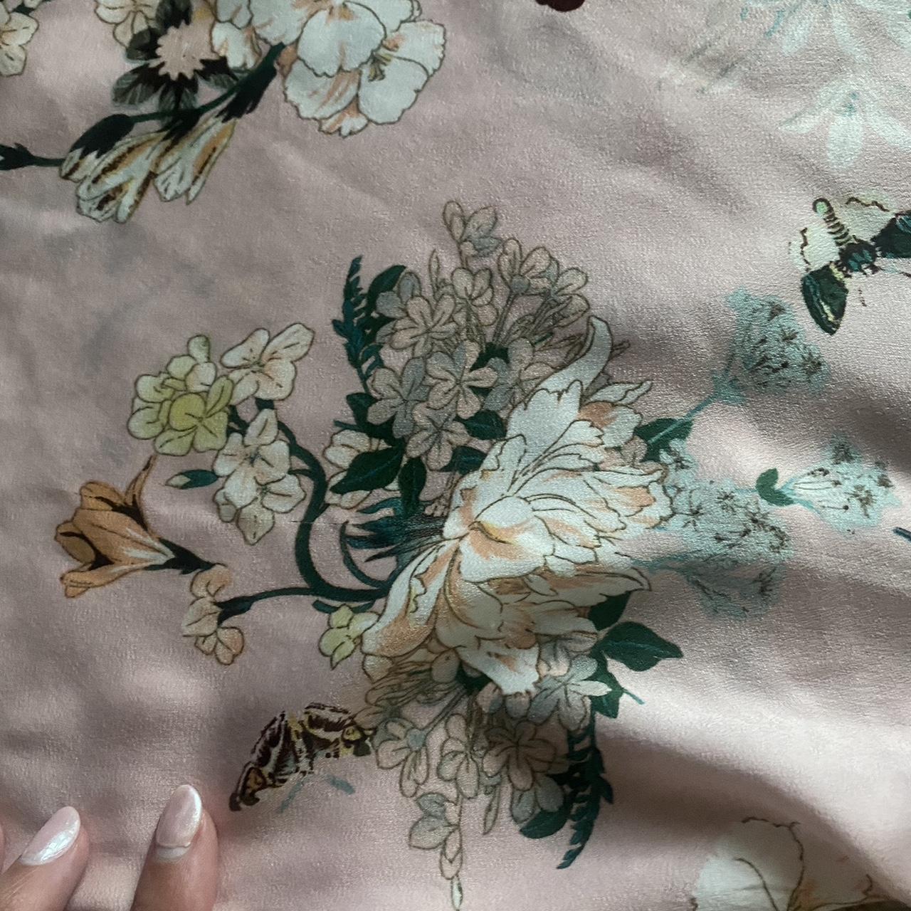 anthropologie floreal kimono robe lounge wear size:... - Depop