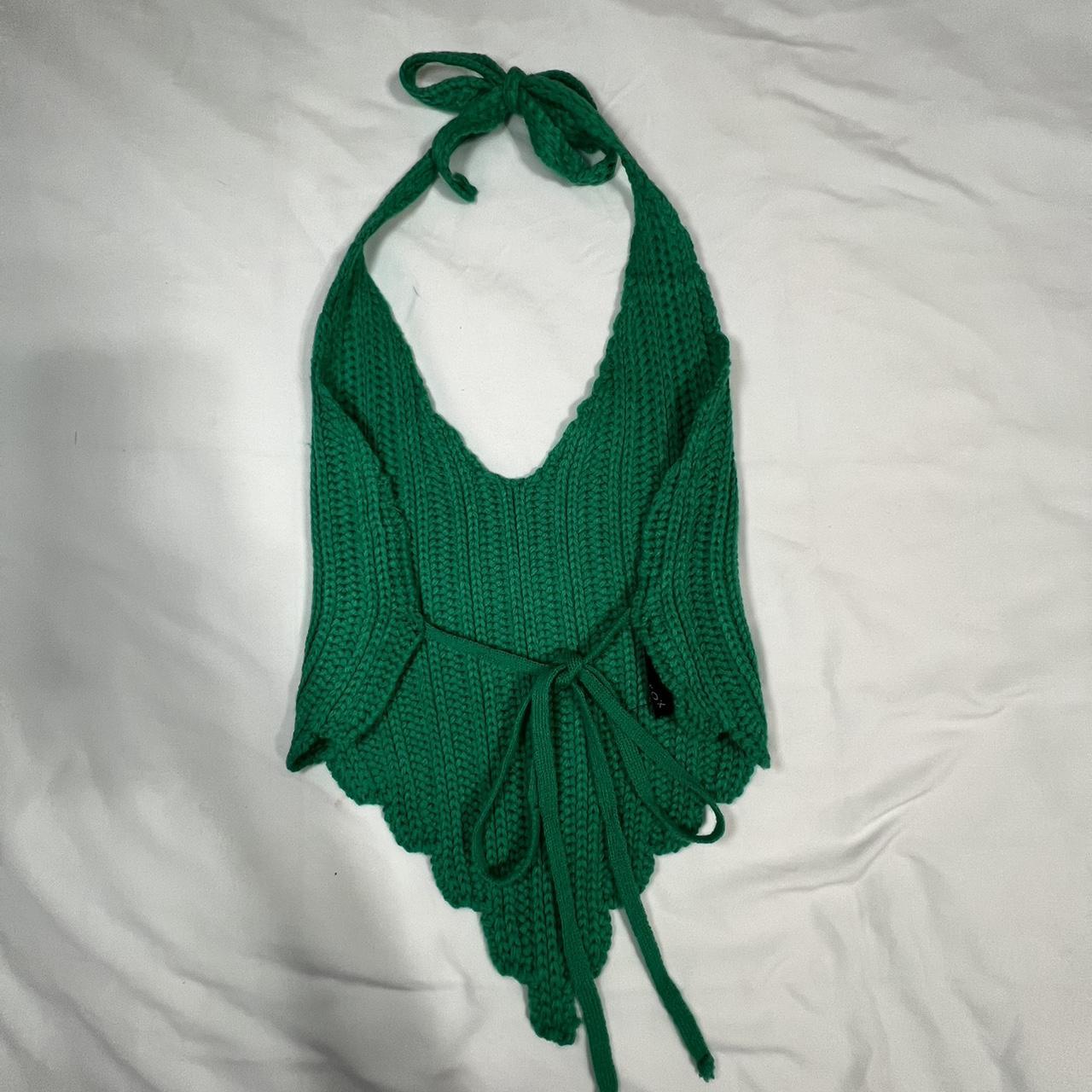 White Fox green crochet tie top #whitefox #crochet - Depop