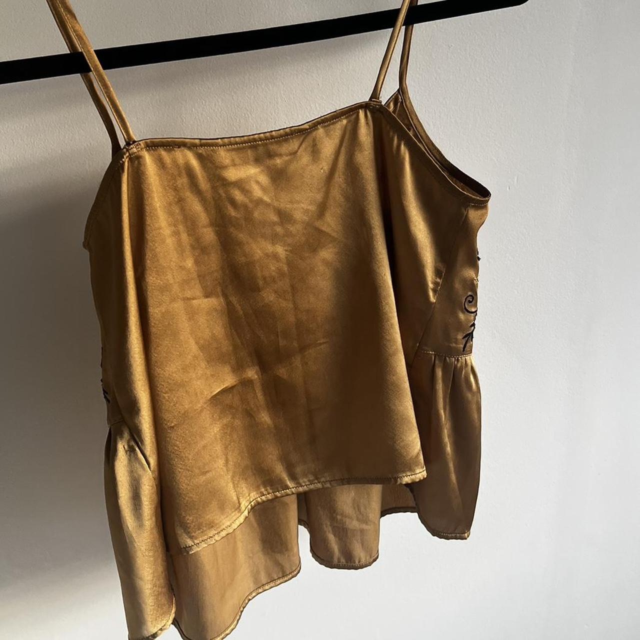 Embroidered zara gold cami top !!! 👼🏼 only worn once... - Depop
