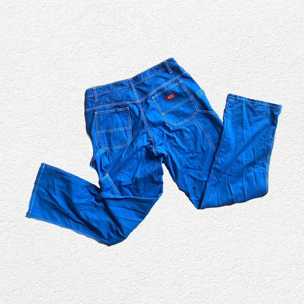 Blue Colored Dickies Pants Straight Cut Cargo Style Depop