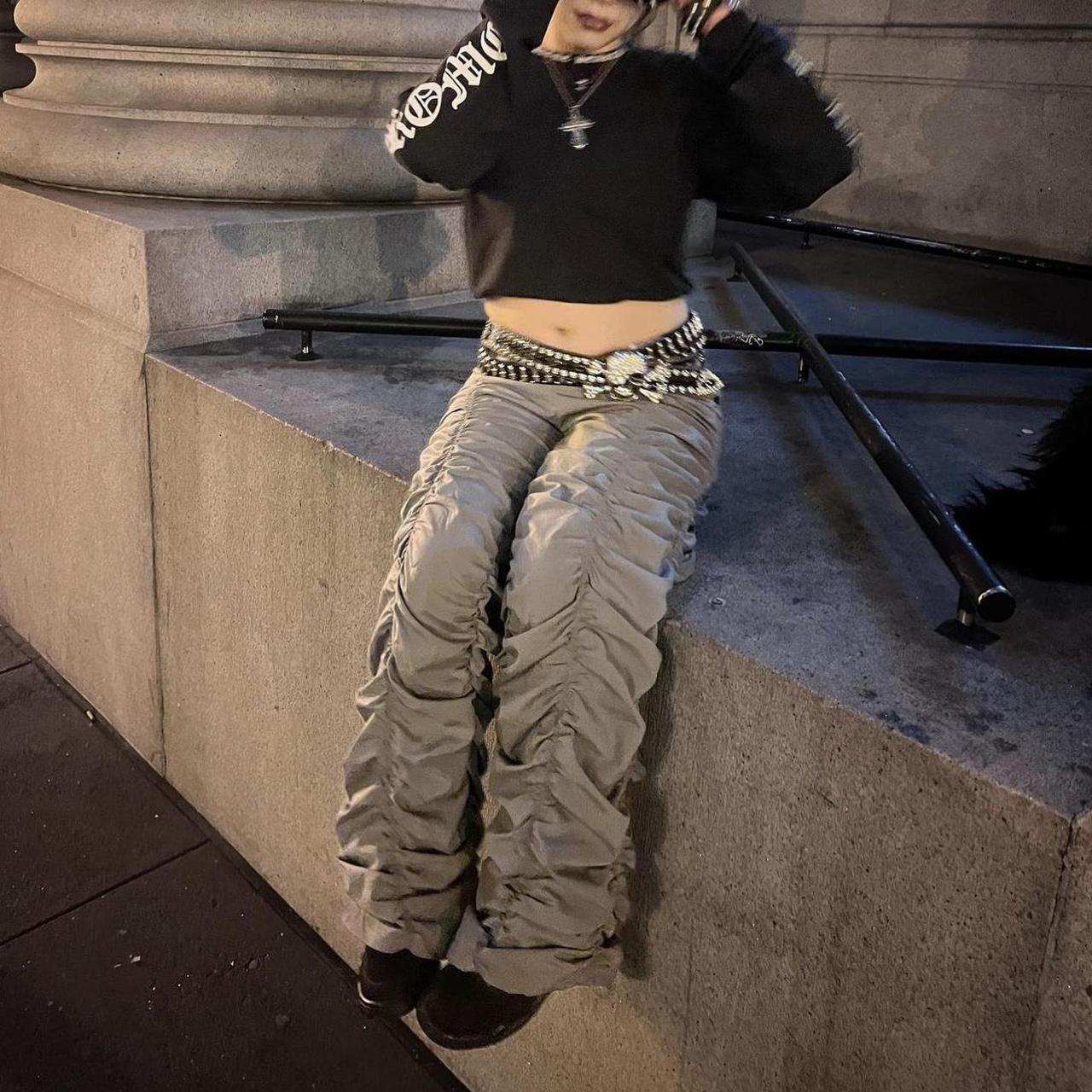 Grey reflective scrunched pants💕💋 So cute i just... - Depop