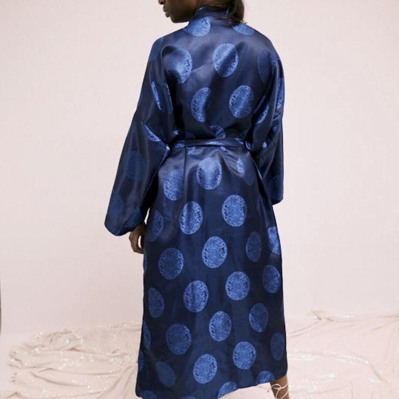 Kimono robe in cobalt blue with matching waist tie.... - Depop