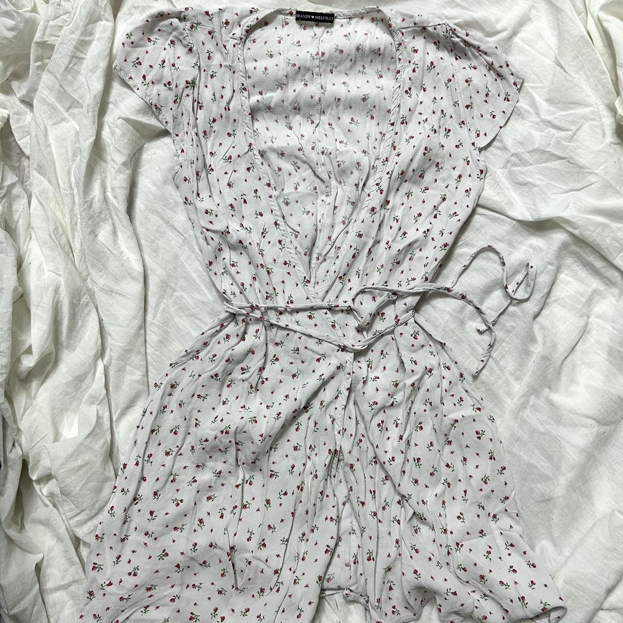 Brandy Melville Robbie Dress White with red floral... - Depop Brandy Melville Robbie Dress White with red floral... - Depop