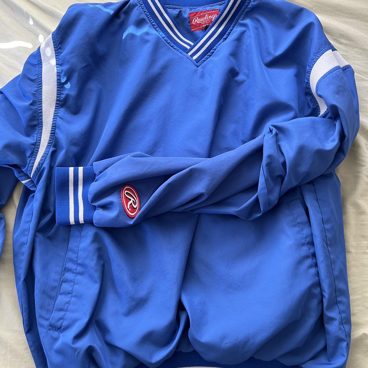 vintage blue Rawlings V neck windbreaker pull over... - Depop