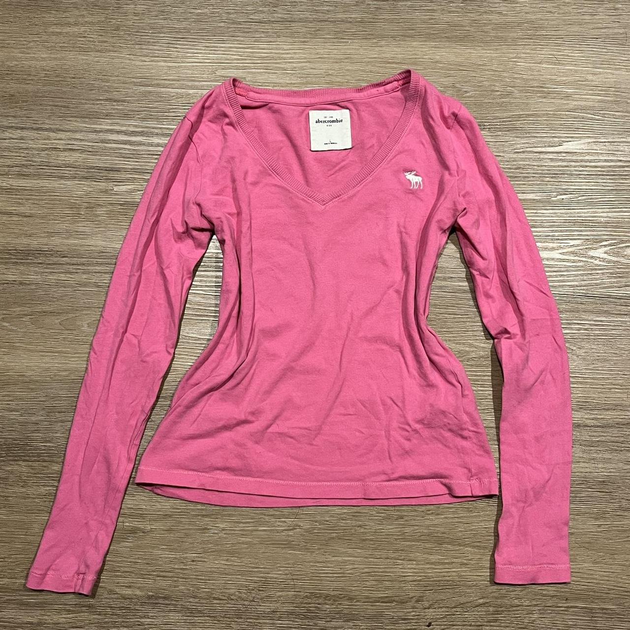 y2k pink abercrombie & fitch long sleeve tagged a... - Depop