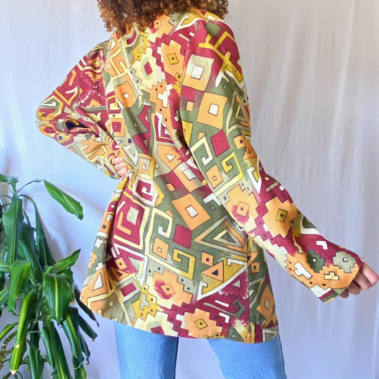 Vintage Earth Tones Geometric Print Jacket A... - Depop