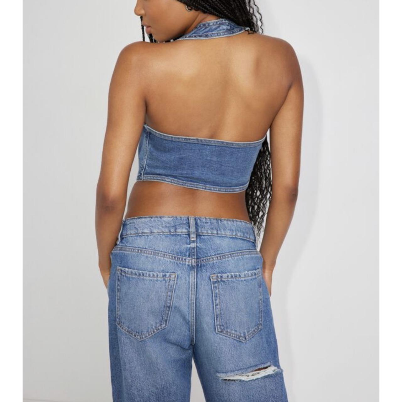 GARAGE DENIM HALTER TOP size S Cropped halter top... - Depop